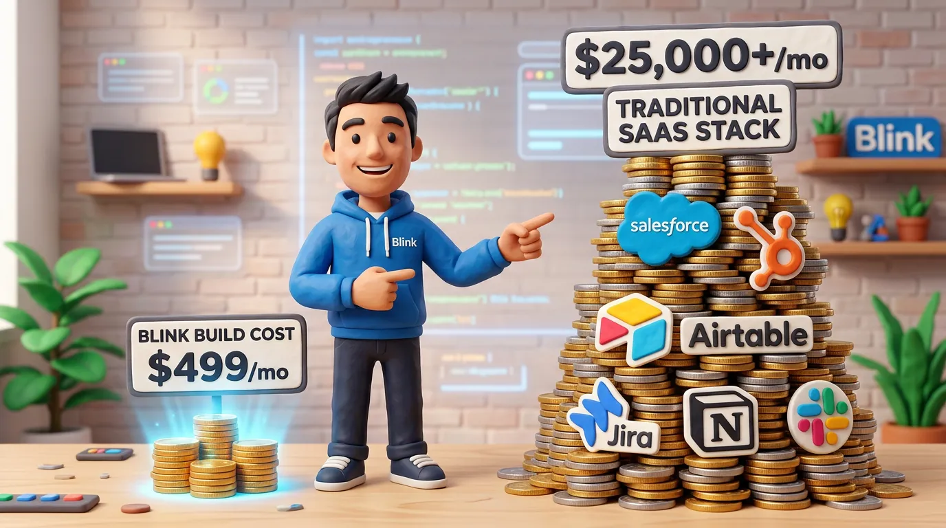 ROI comparison: building a custom CRM with Blink vs paying Salesforce $18,000-$36,000 per year