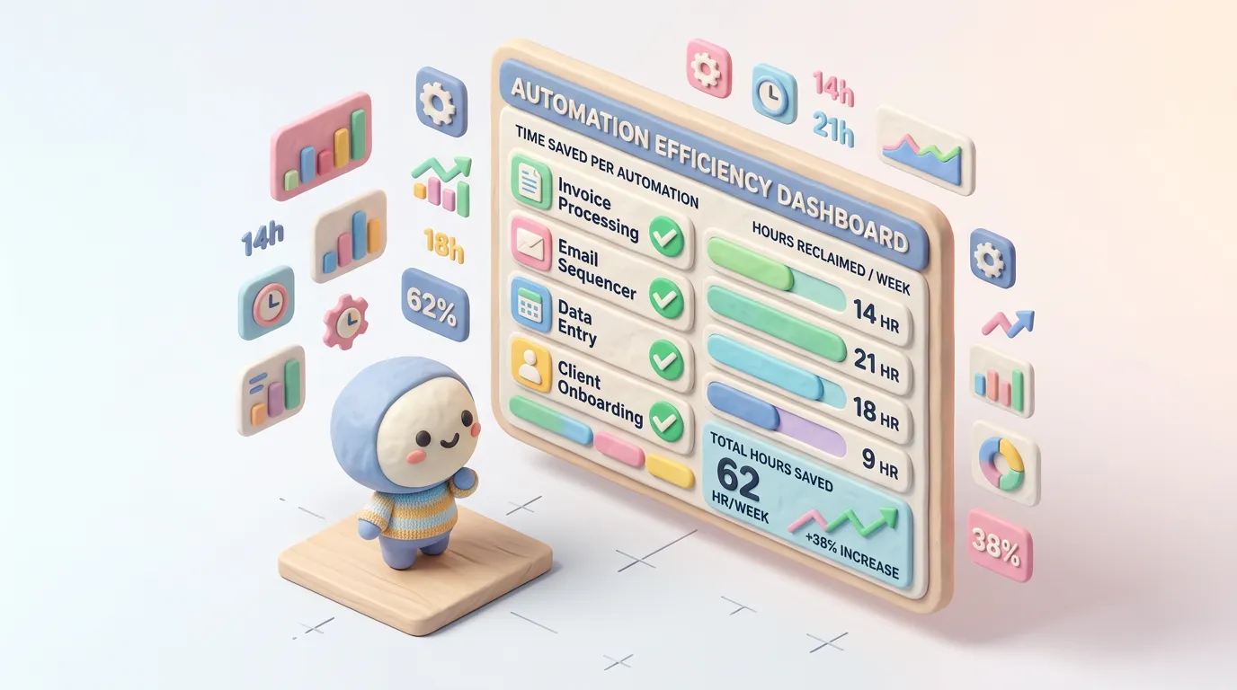 OpenClaw productivity automation dashboard showing total time saved per week