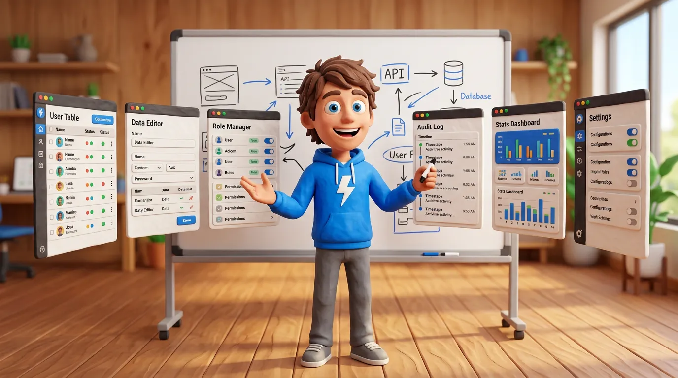 The 6 core screens every admin panel needs — all buildable in Blink in a single session