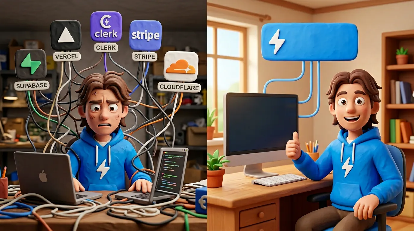 The difference between tools that ship full-stack out of the box versus tools that require you to wire five services together