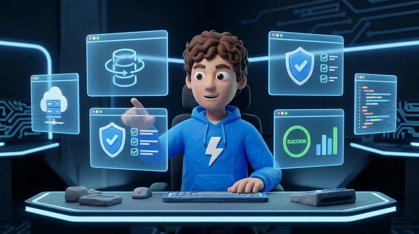 Agente do Cursor executando o provisionamento do Blink em banco de dados, autenticação e hospedagem simultaneamente — sem configuração manual necessária