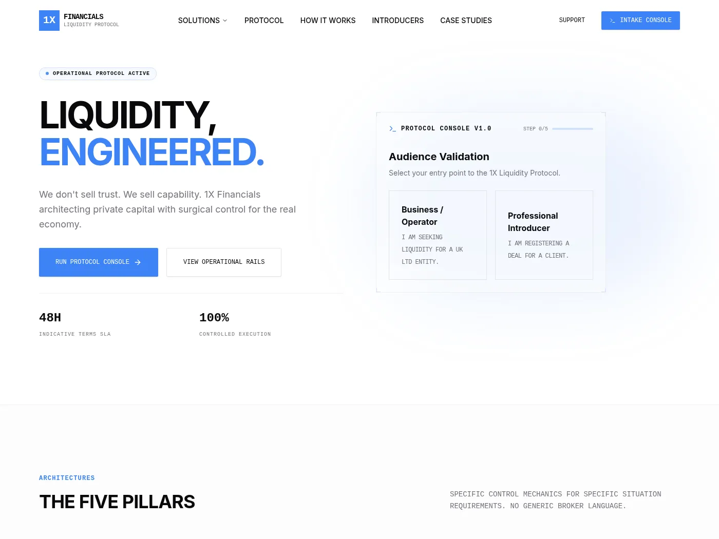 1X Financials Console Site