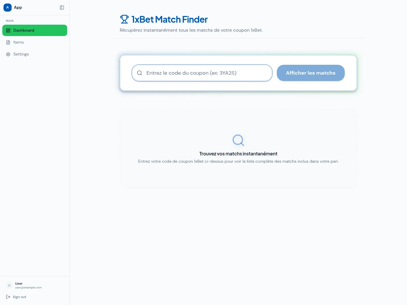 1xBet Match Finder