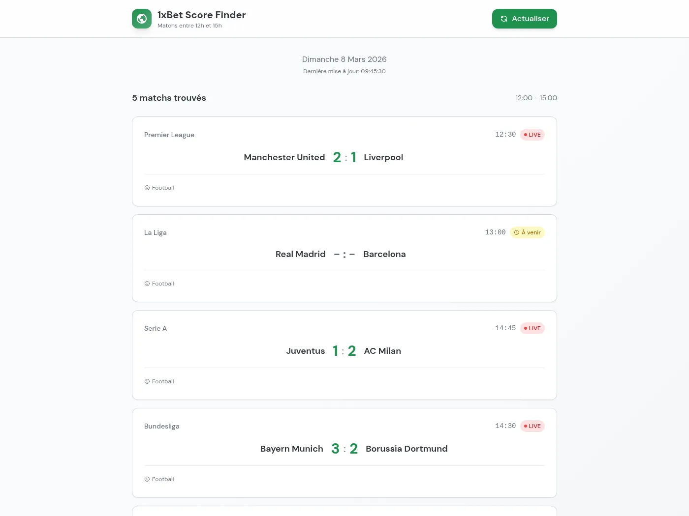 1xBet Score Finder