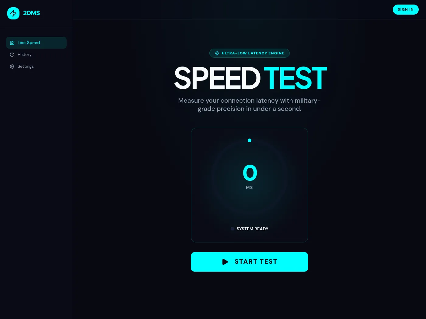20ms Speed Test
