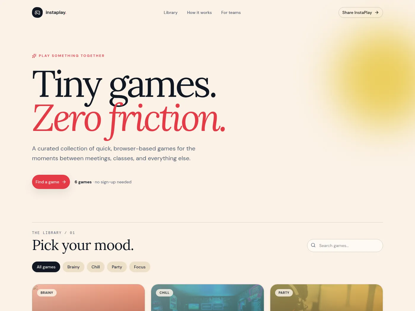 InstaPlay Games Hub