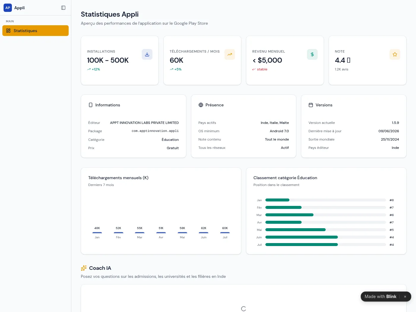 Appli Stats & AI Coach
