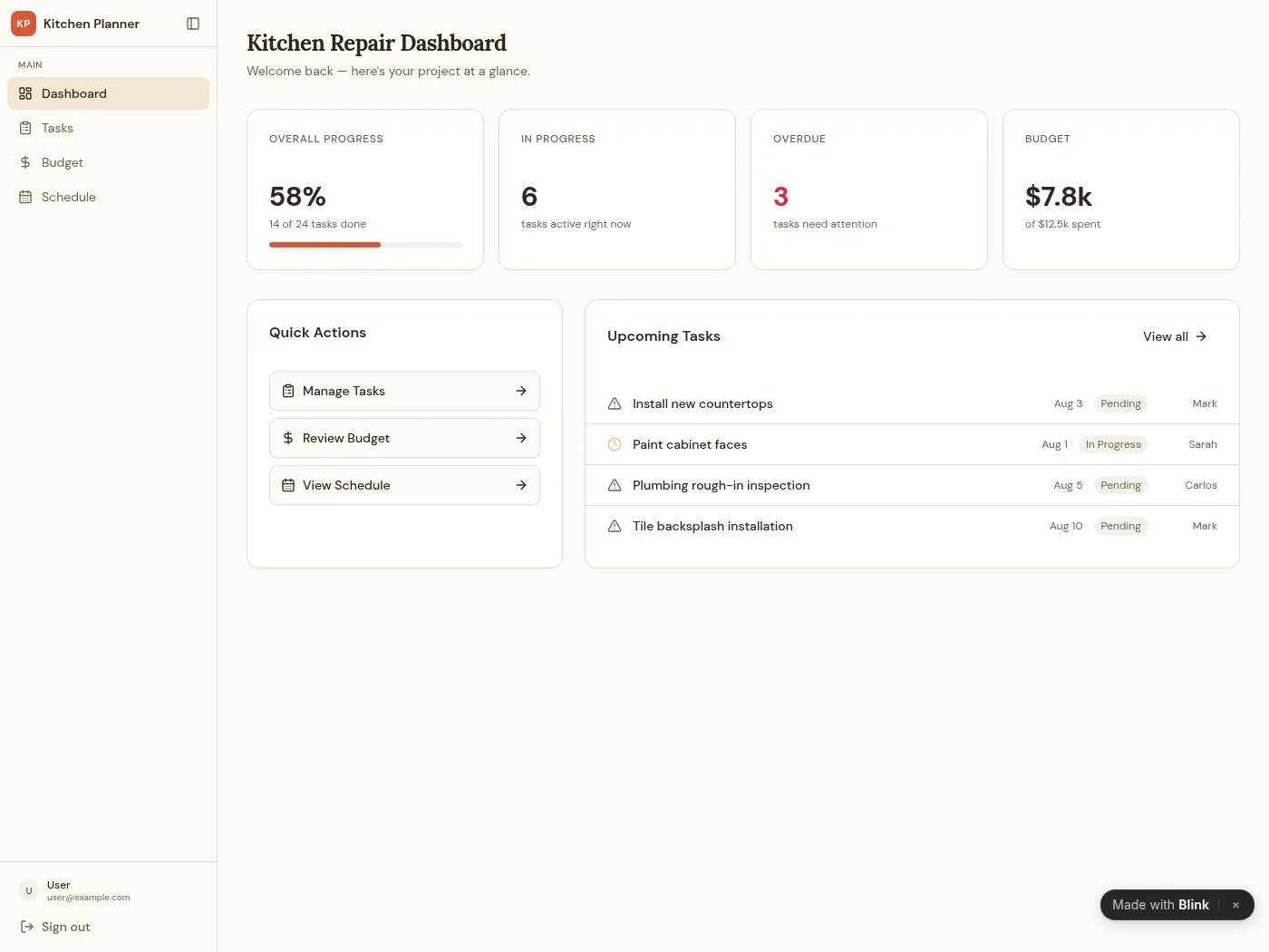 Kitchen Repair Planner