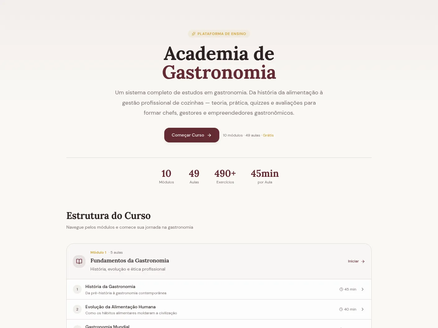 Gastronomia Study System