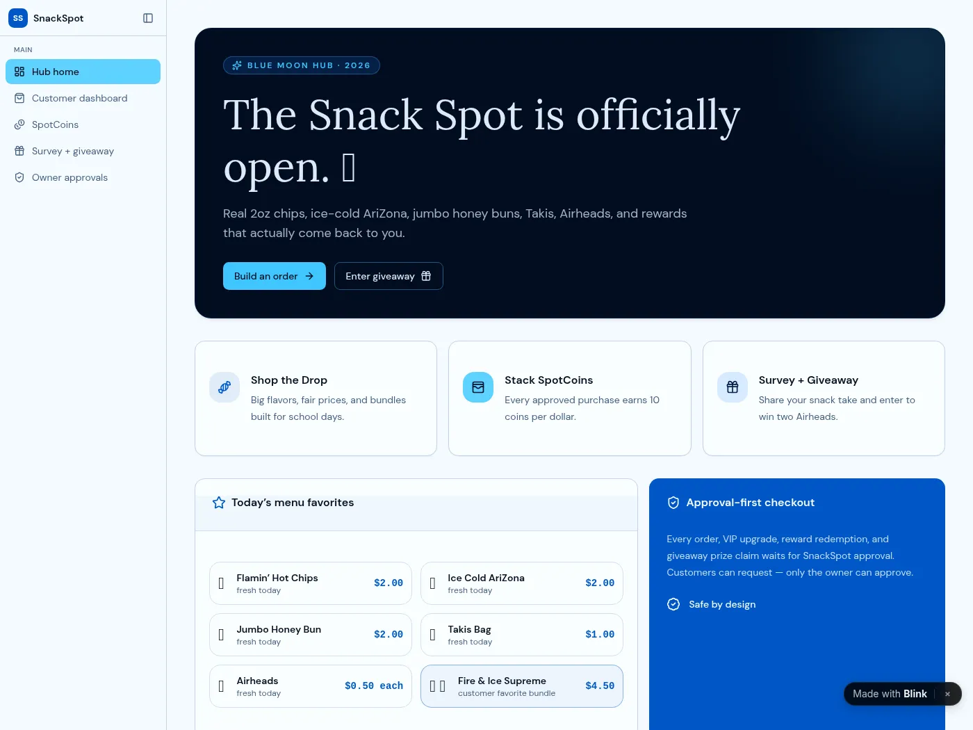 SnackSpot Blue Moon Hub