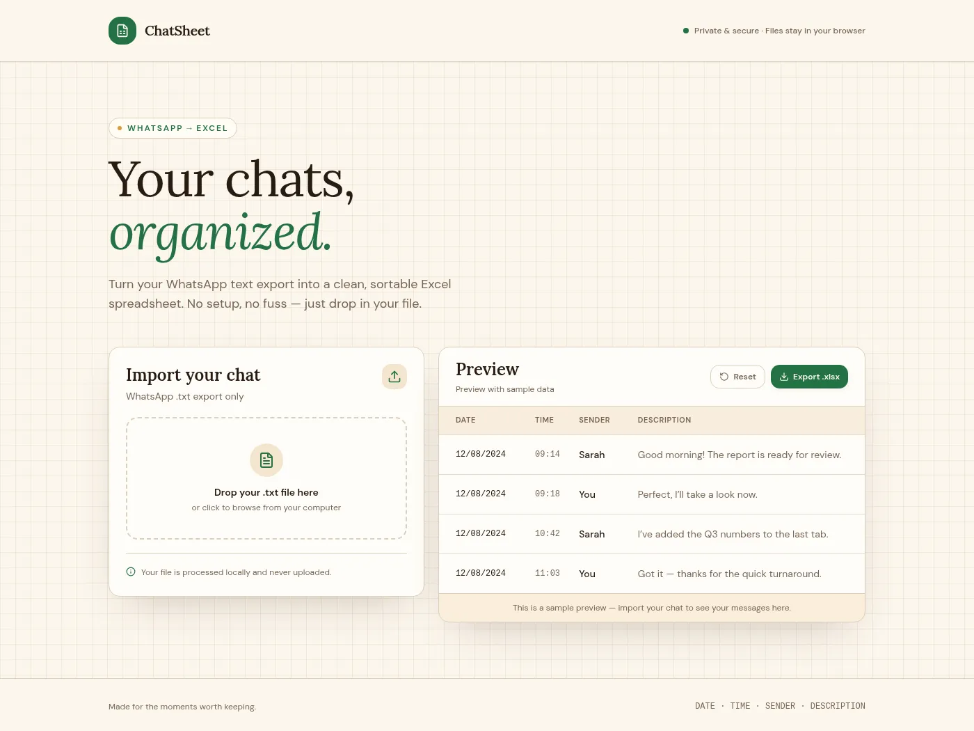 WhatsApp Chat to Excel