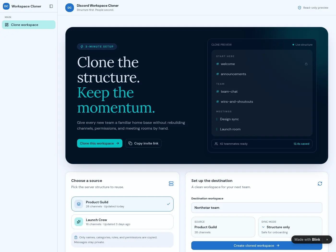 Discord Workspace Cloner