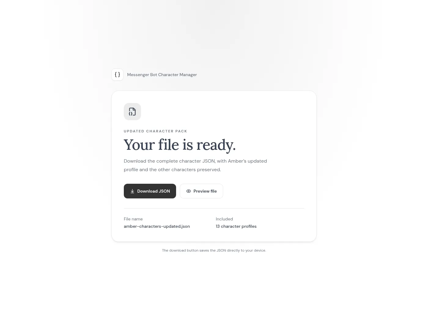 Messenger Bot Character Manager