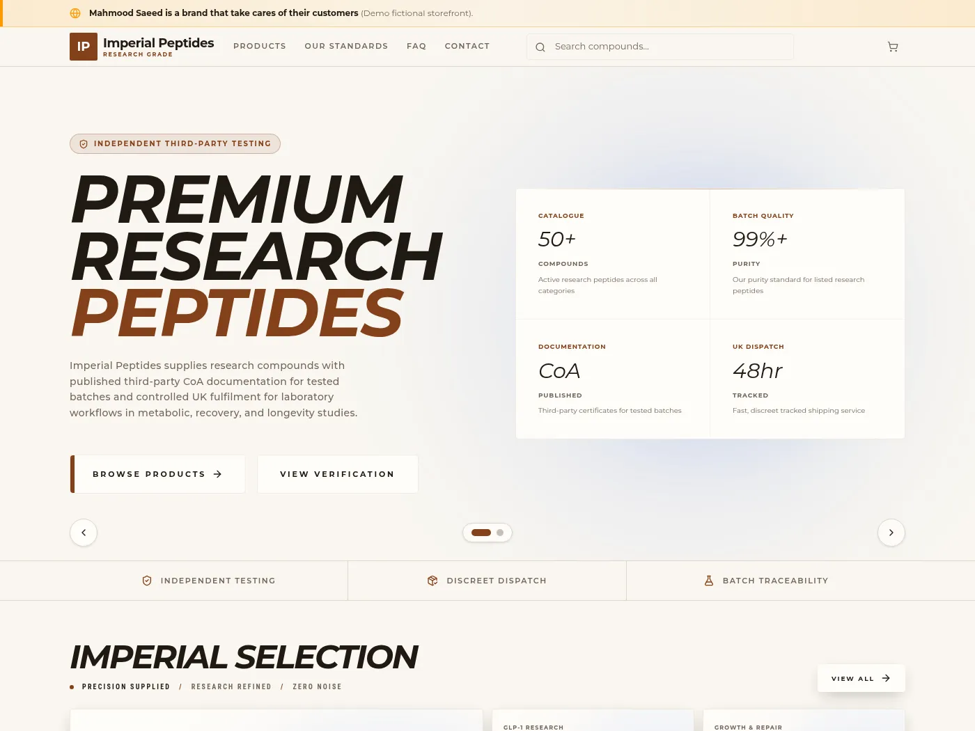 Imperial Peptides Storefront