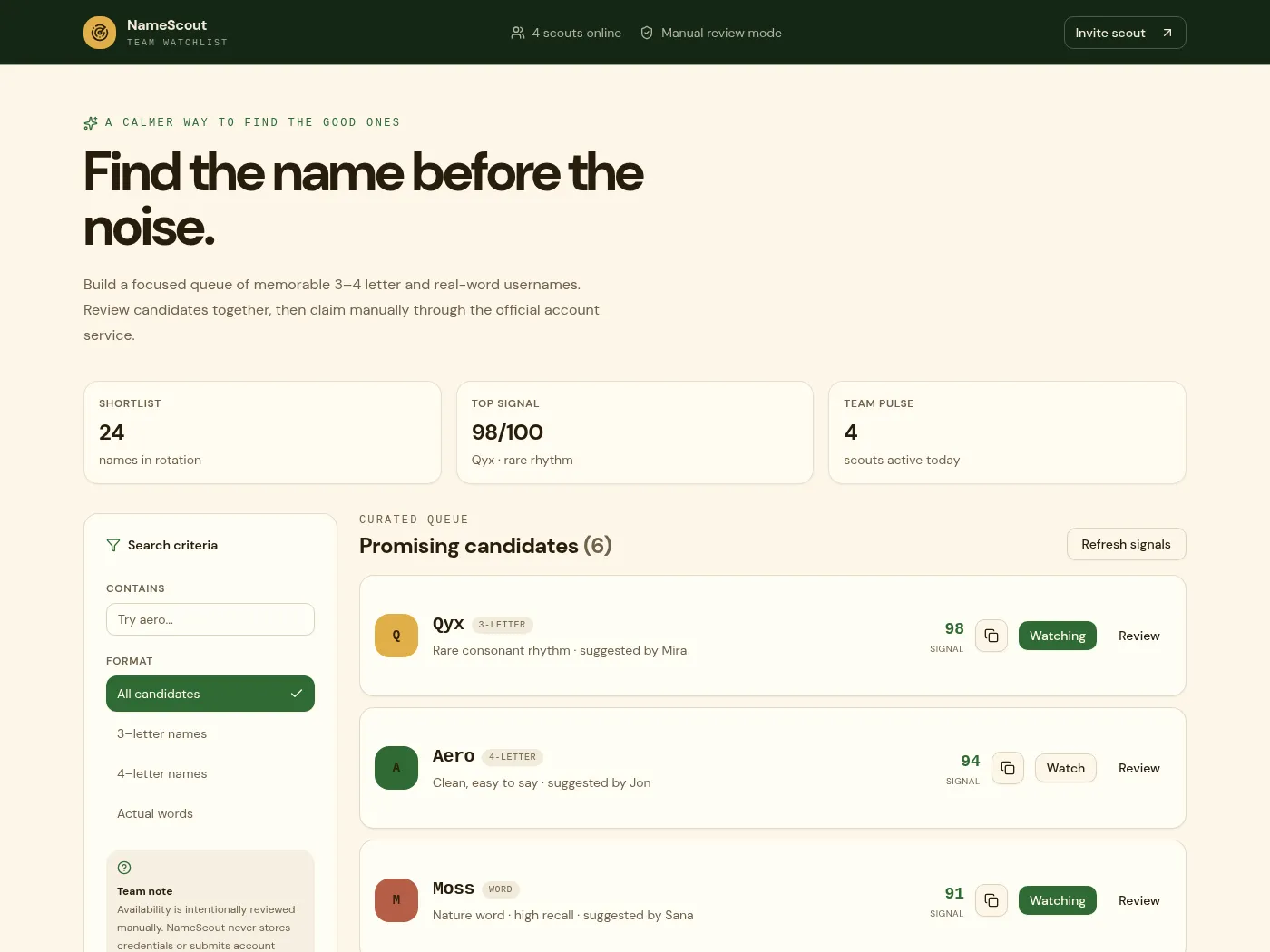 NameScout Minecraft Tool