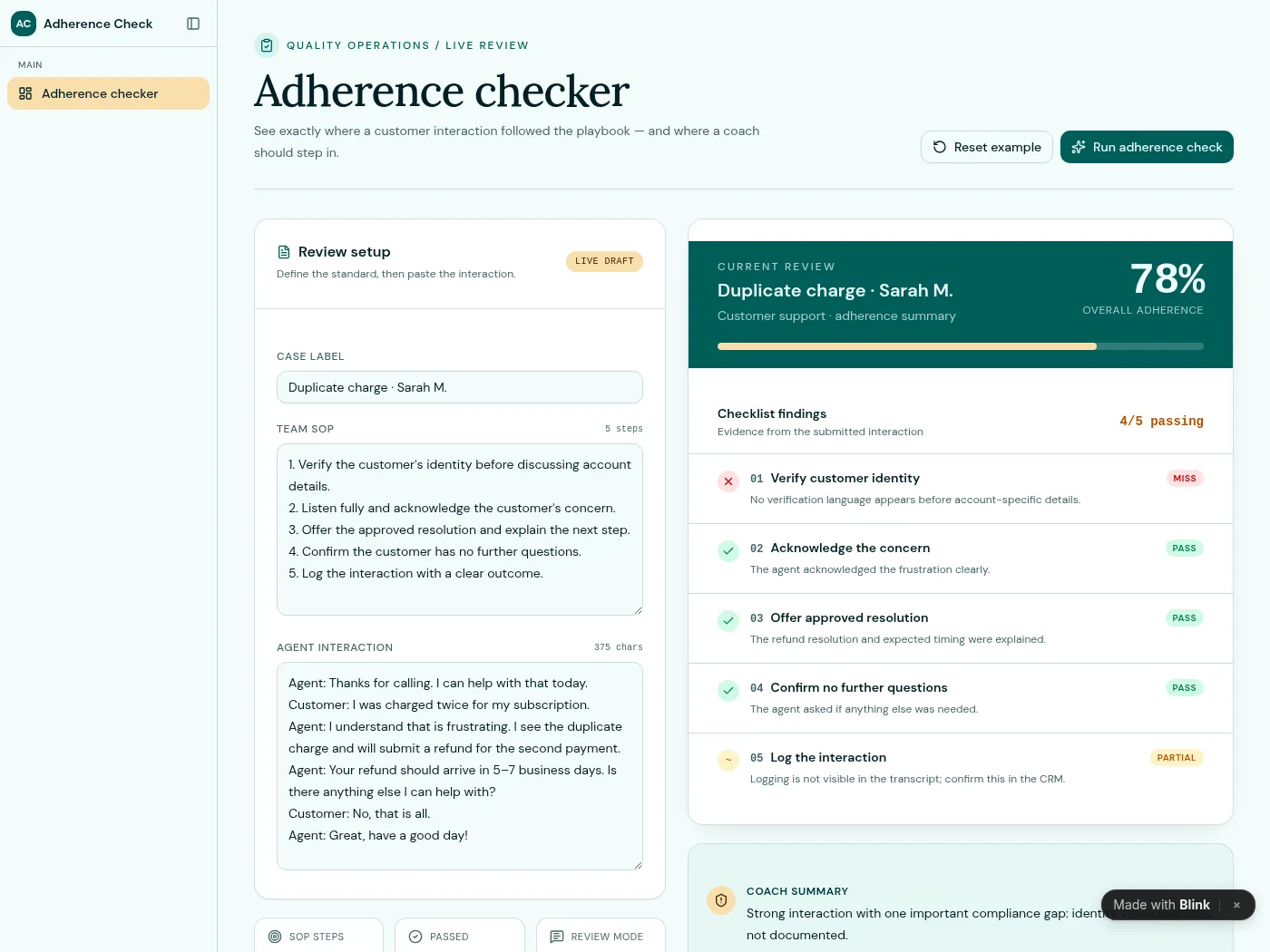 SOP AI Adherence Checker