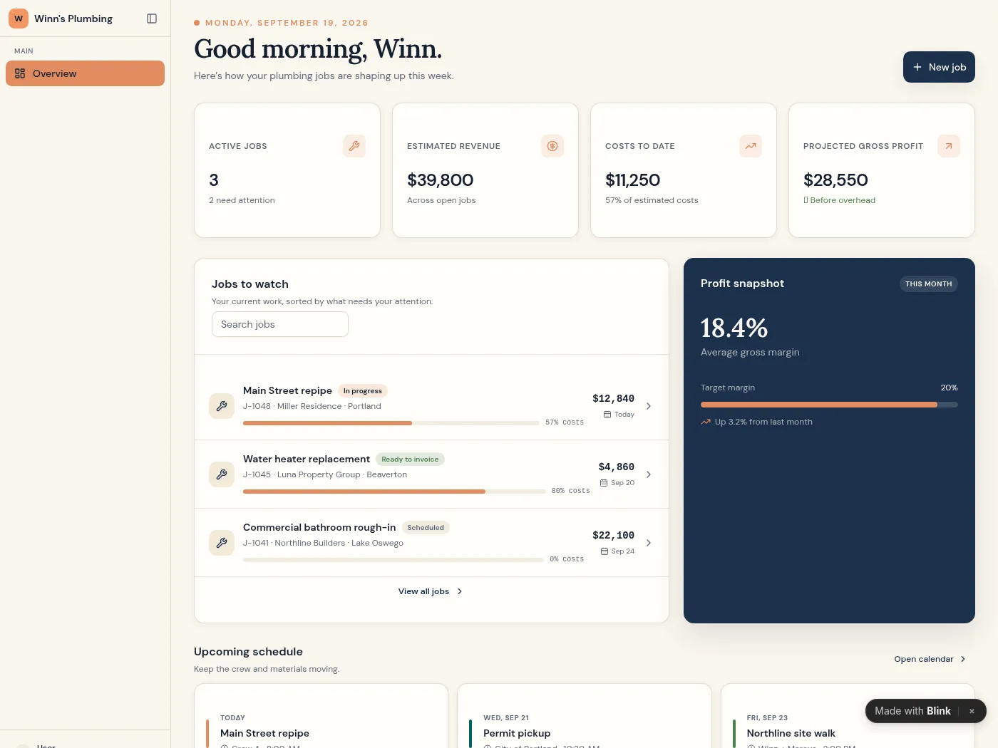 Winn's Job Costing App