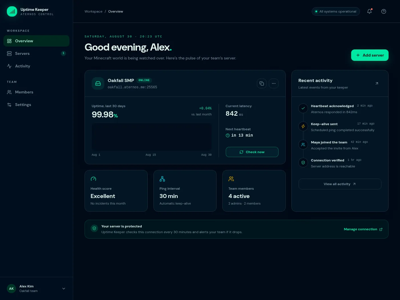 Aternos Uptime Keeper