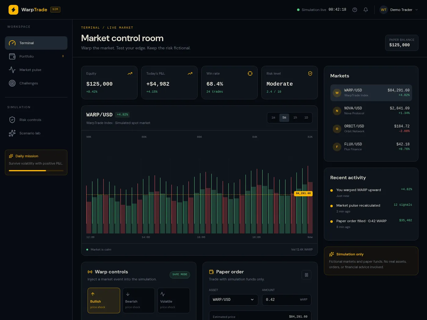 WarpTrade Simulator