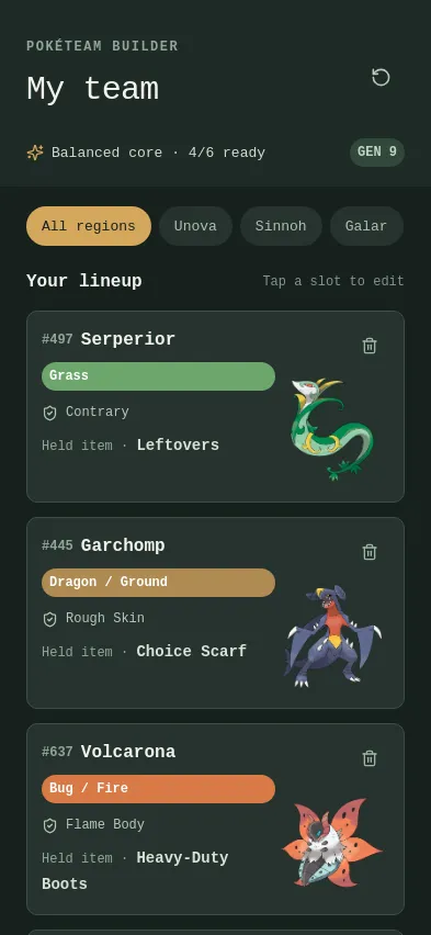PokéTeam Builder Mobile