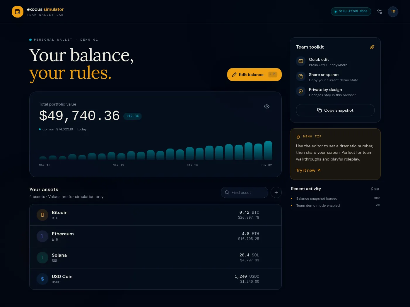 Exodus Wallet Simulator