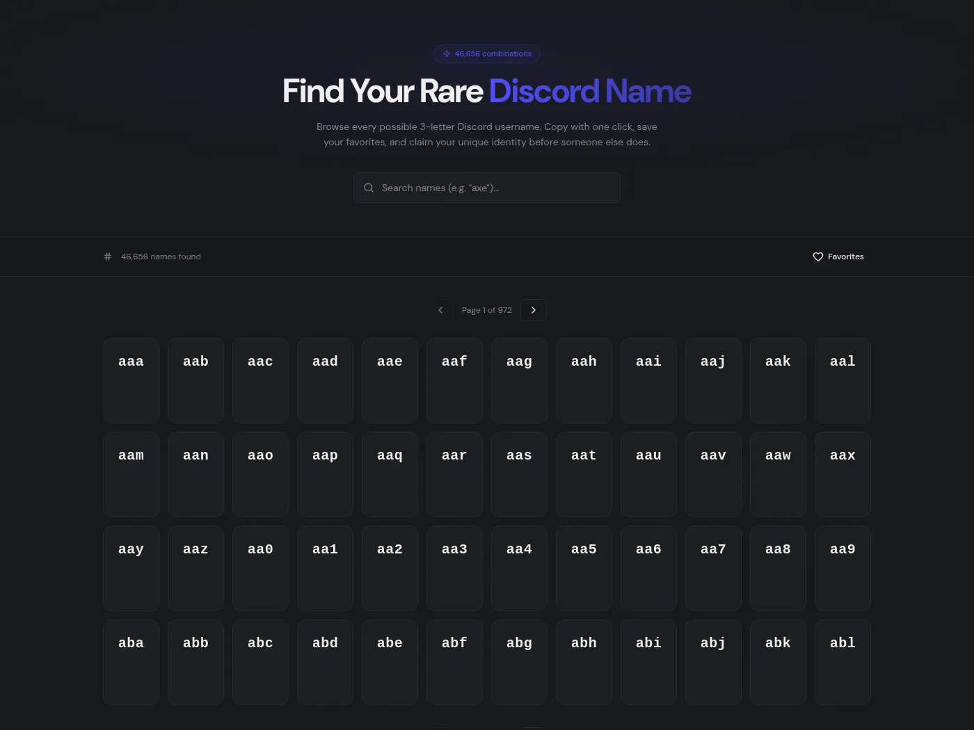 Discord Name Finder