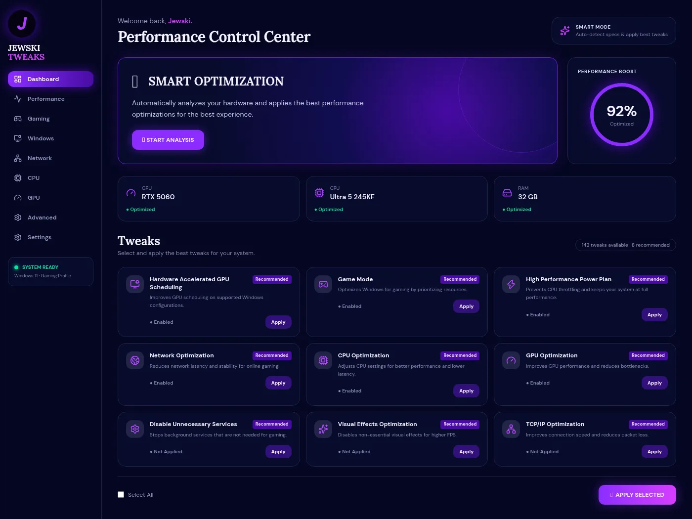 Jewski Tweaks UI Clone