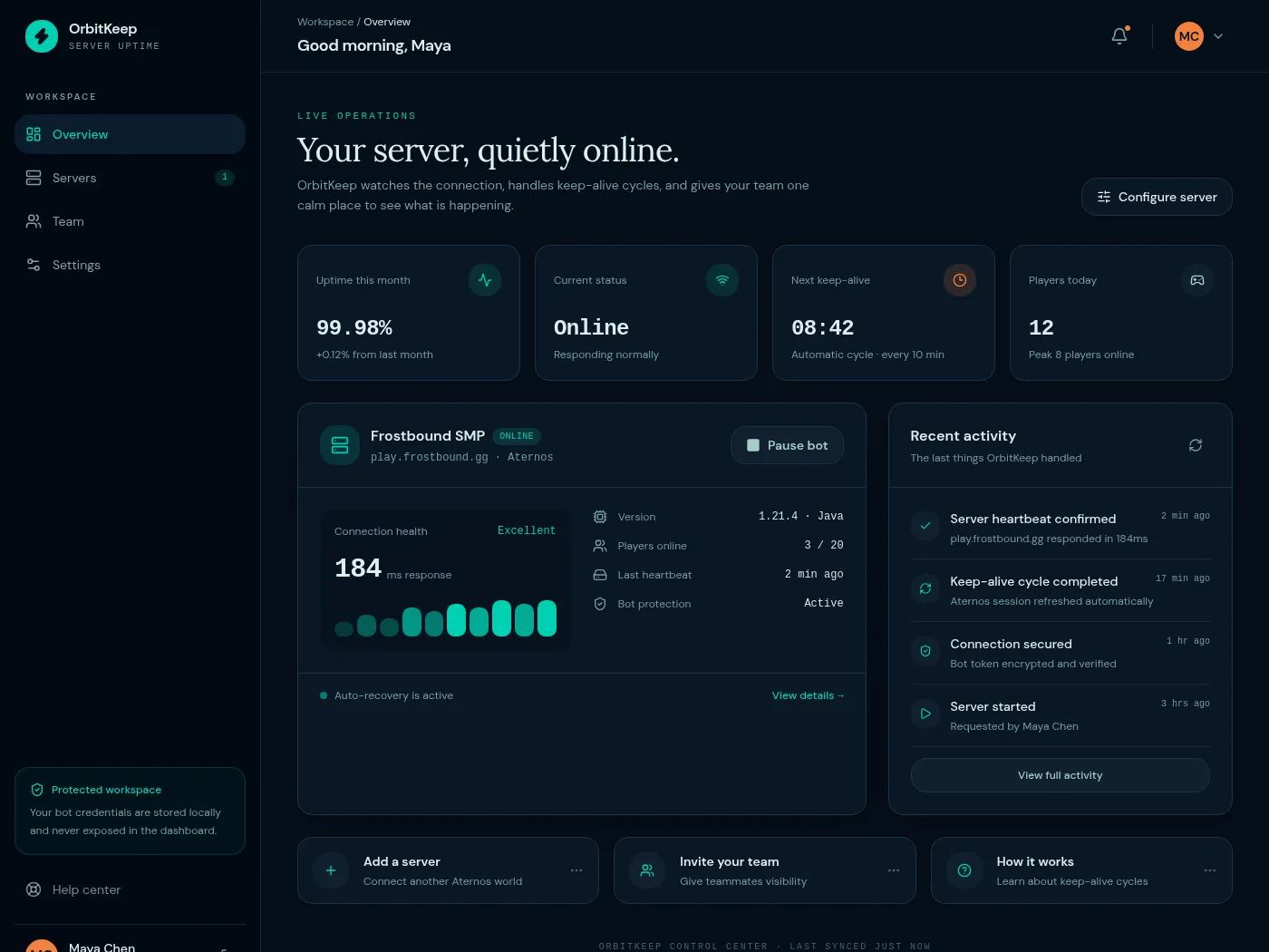 Aternos Auto Uptime Bot