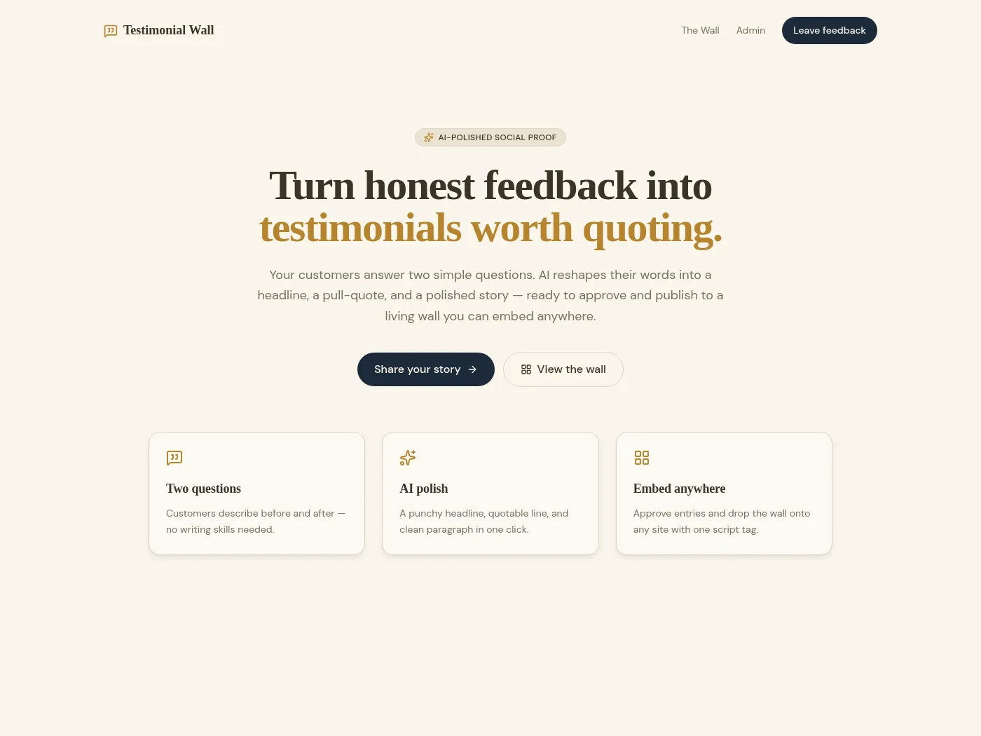 Testimonial AI Wall