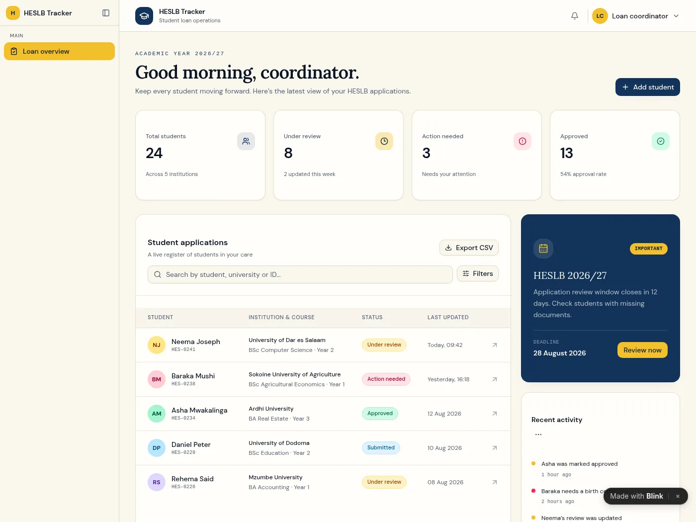 HESLB Tracker App