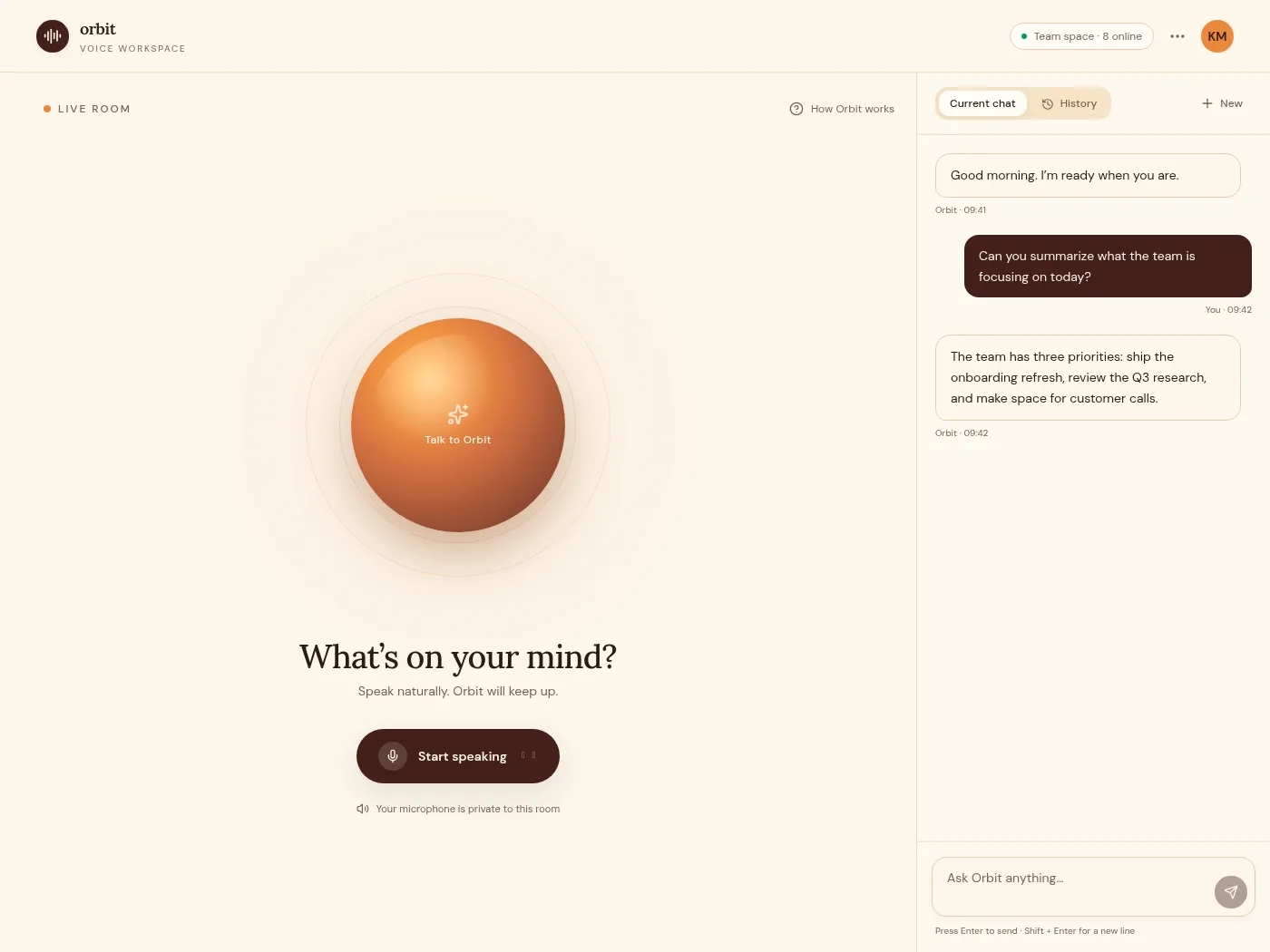 Orb Voice Assistant UI