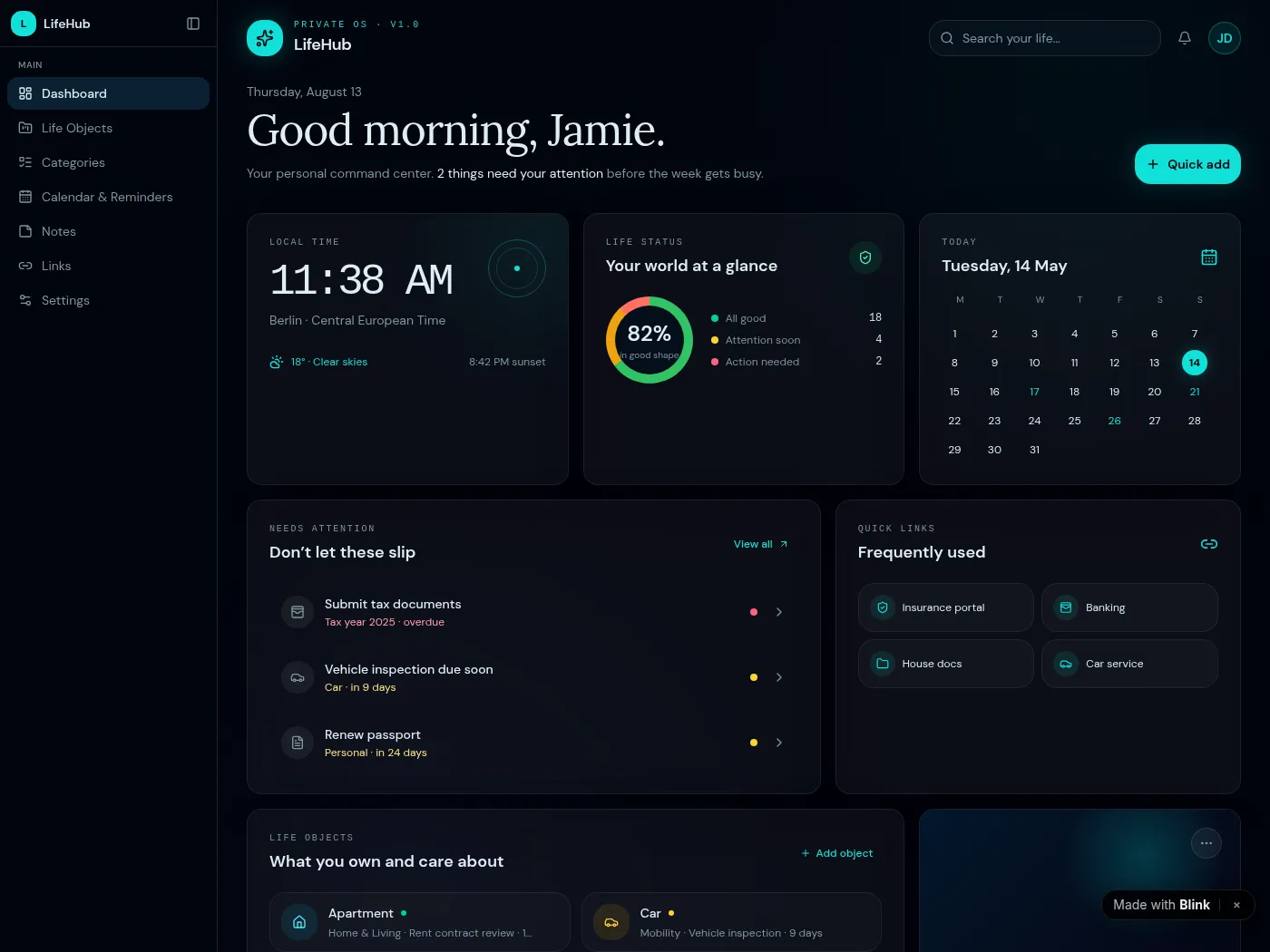 LifeHub: Personal OS Dashboard