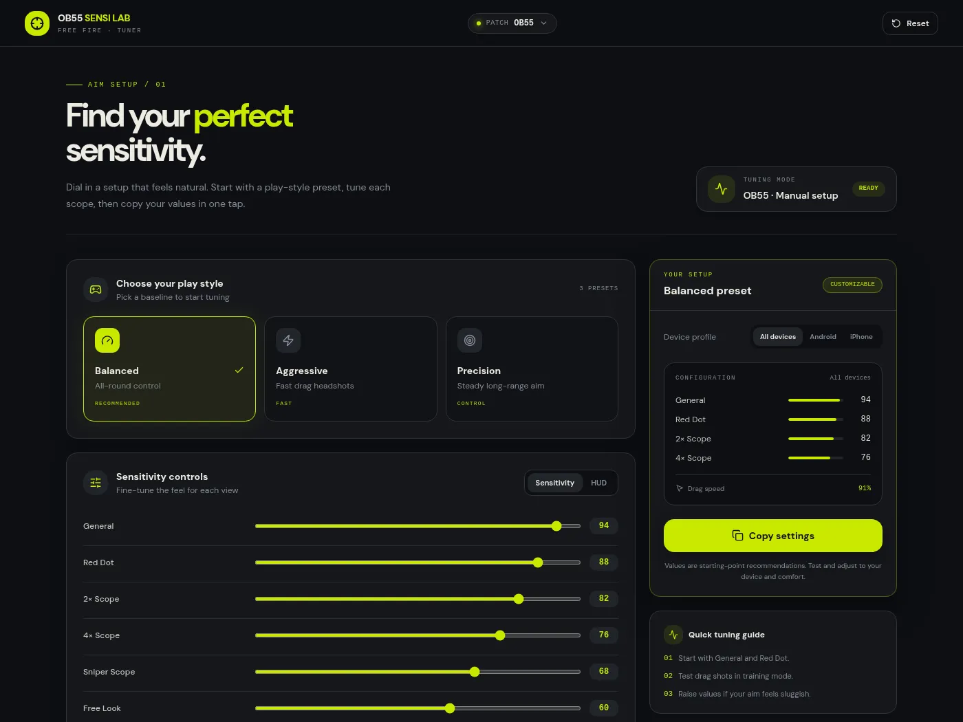 Sensi OB55 Dashboard