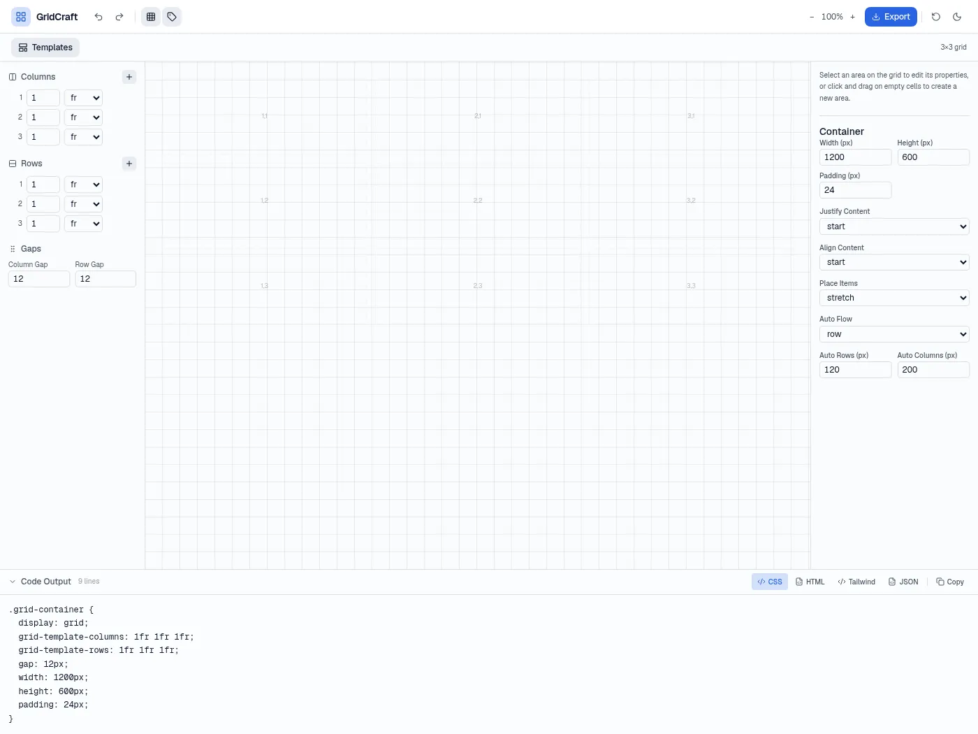 GridCraft CSS Grid Builder