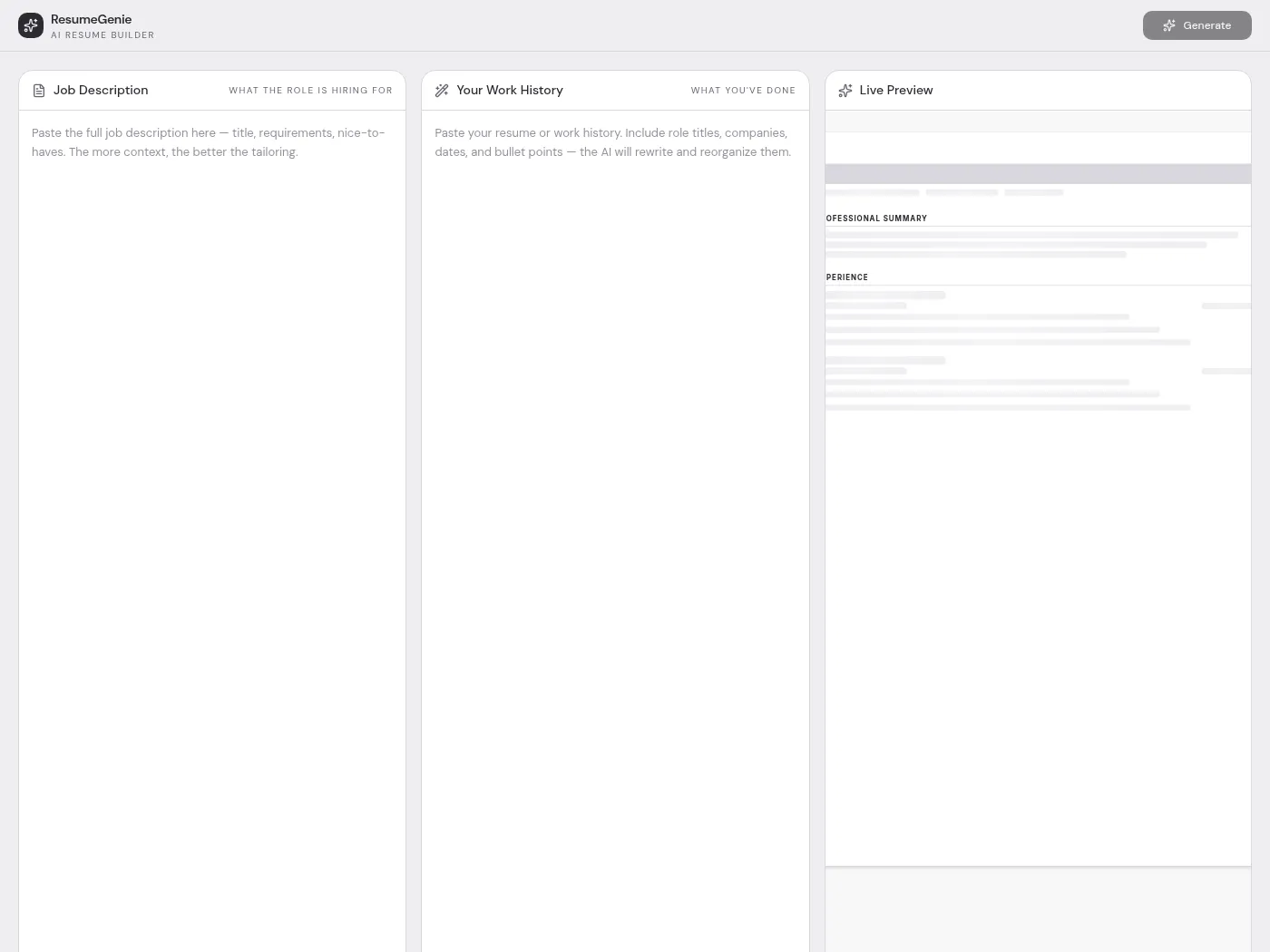ResumeGenie AI Builder