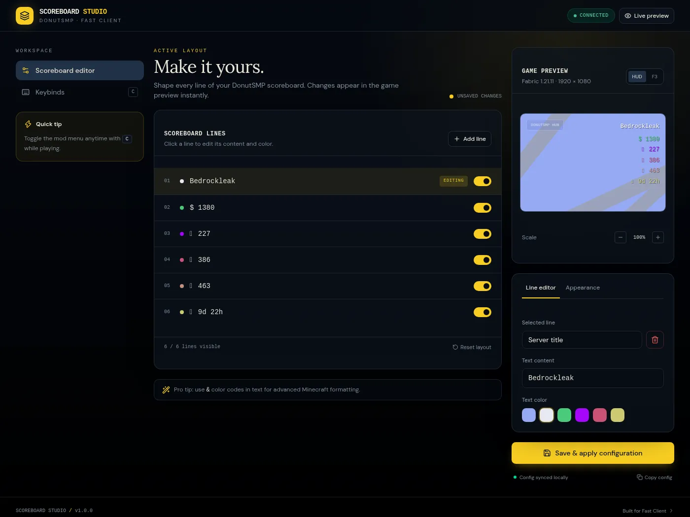 Scoreboard Customizer for DonutSMP