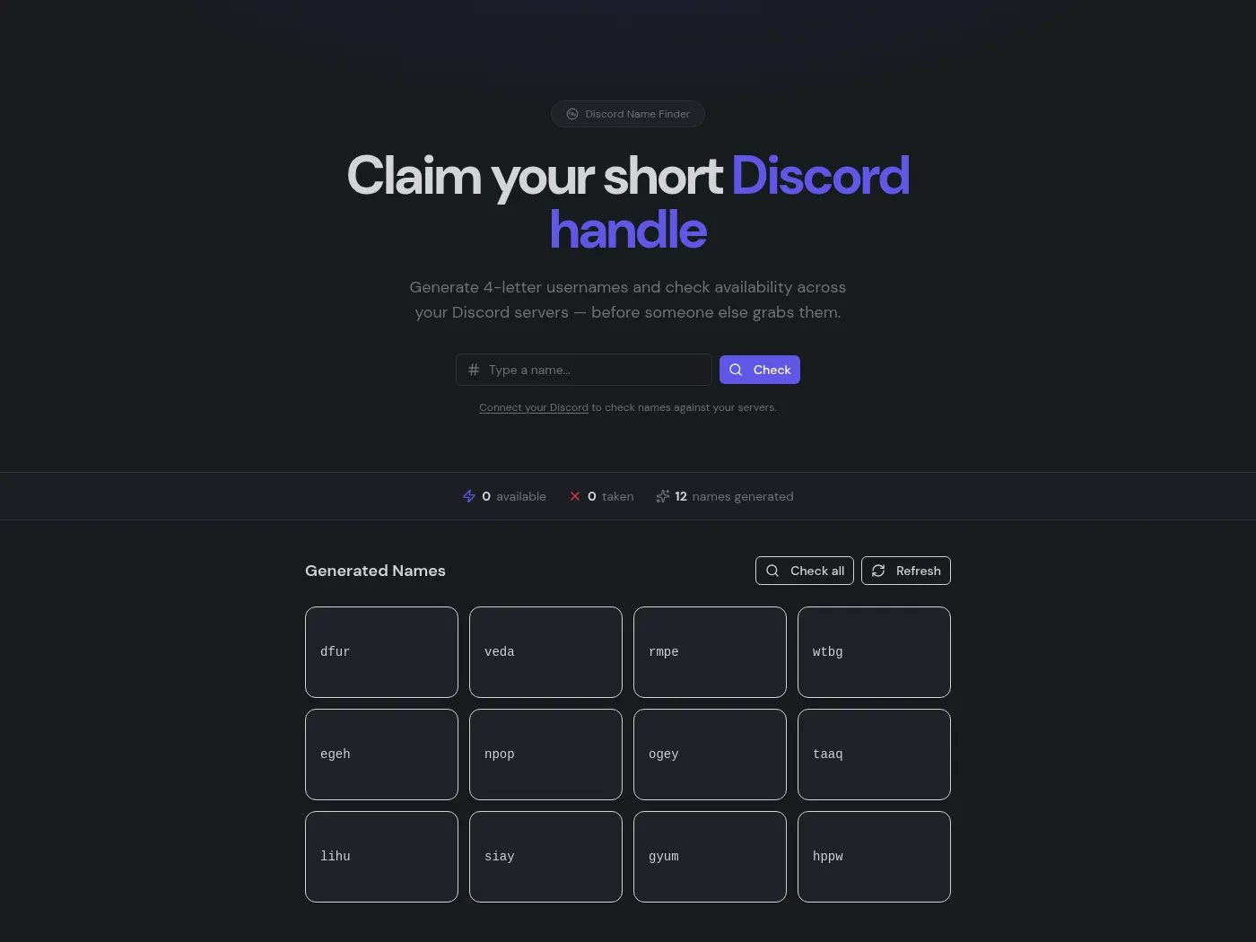 Discord Name Finder