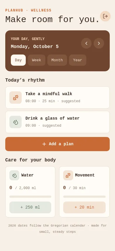 PlanHub Wellness Tracker
