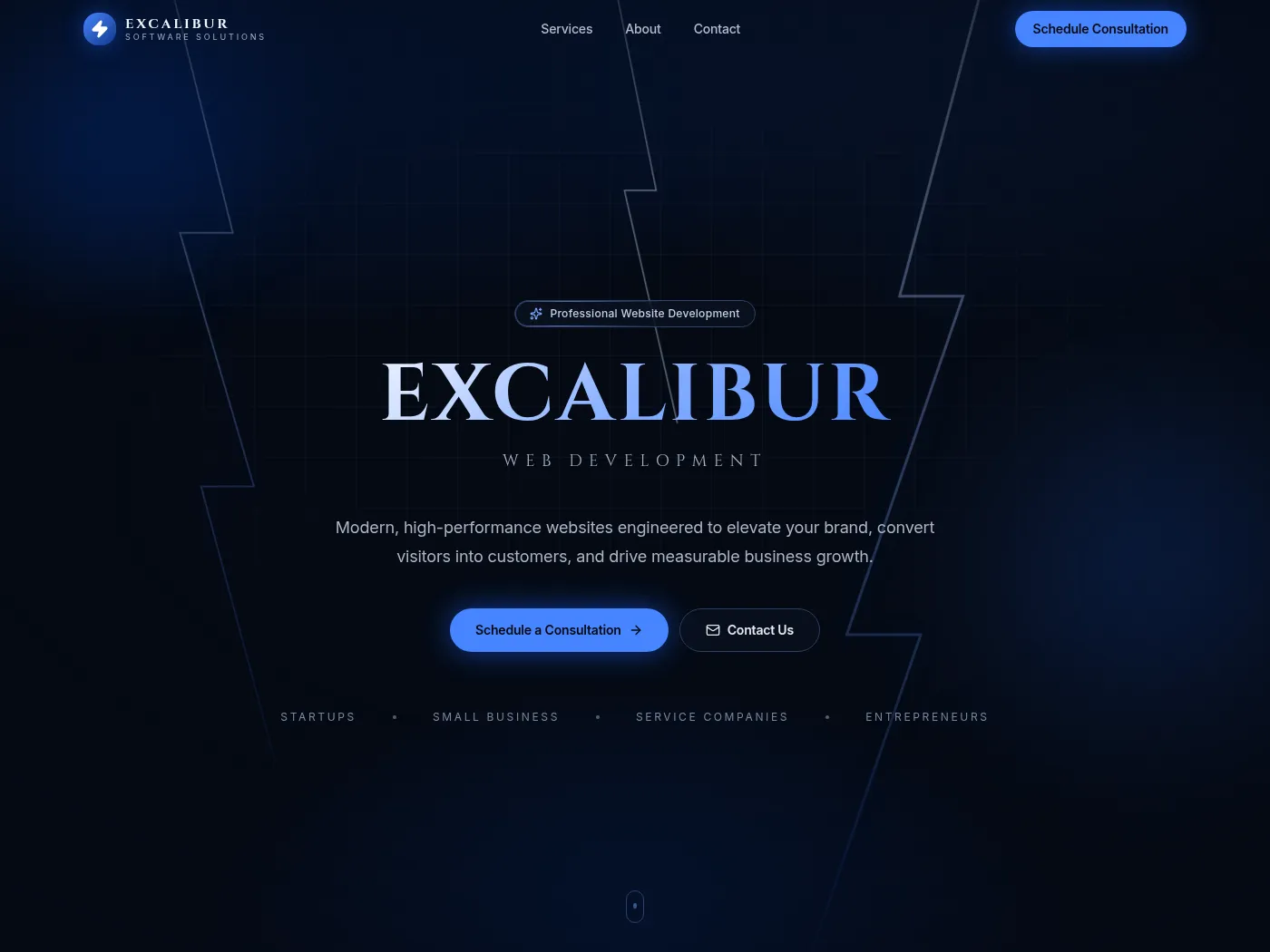 Excalibur Landing Page