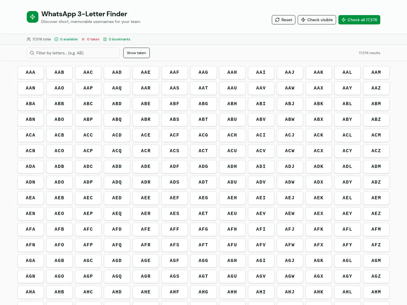 WhatsApp 3-Letter Finder
