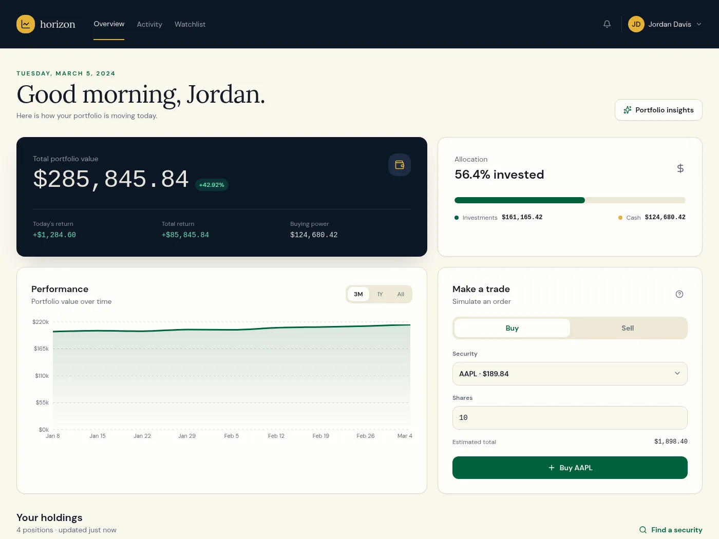 Mock Portfolio Tracker