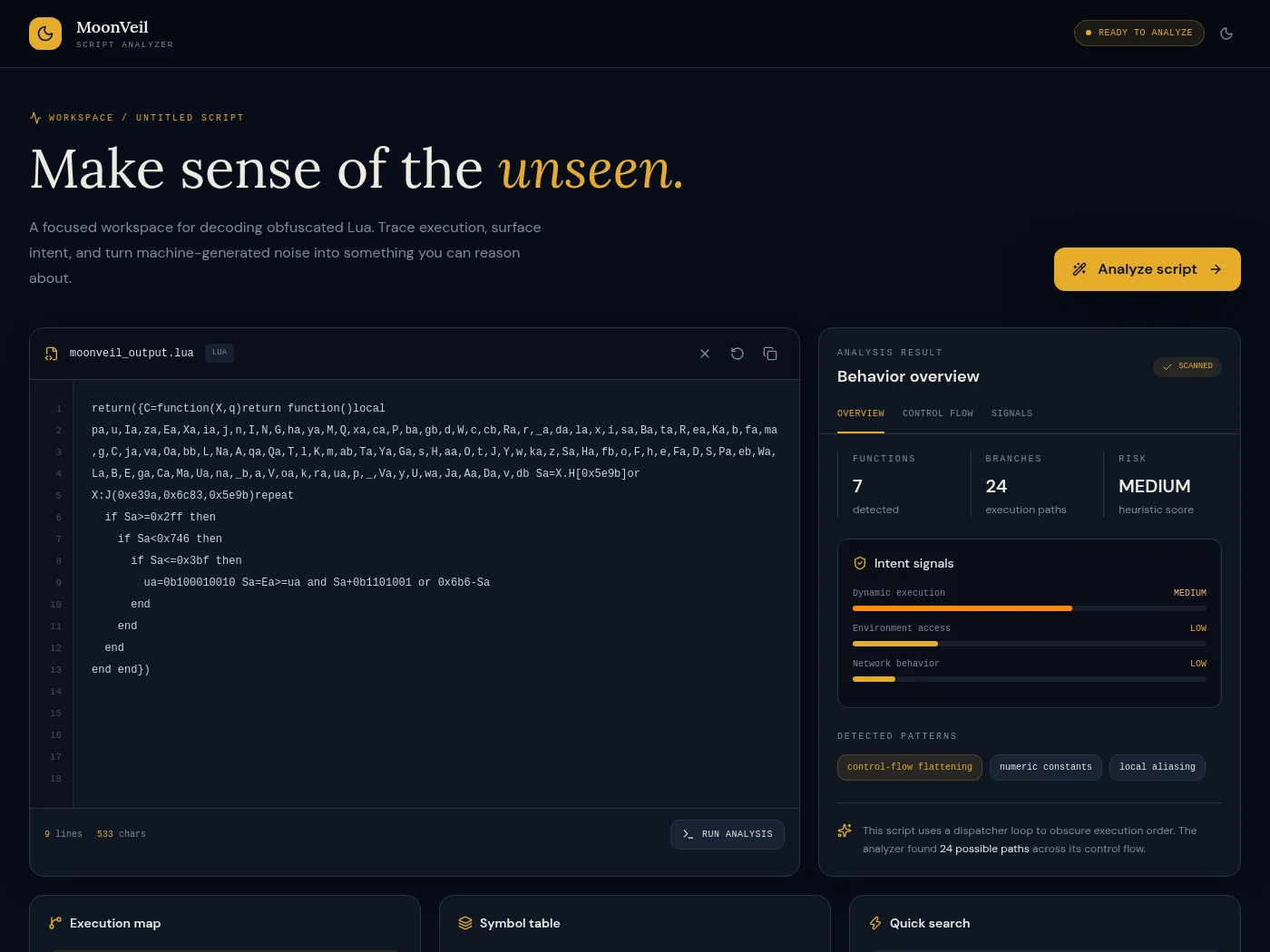 MoonVeil Script Analyzer