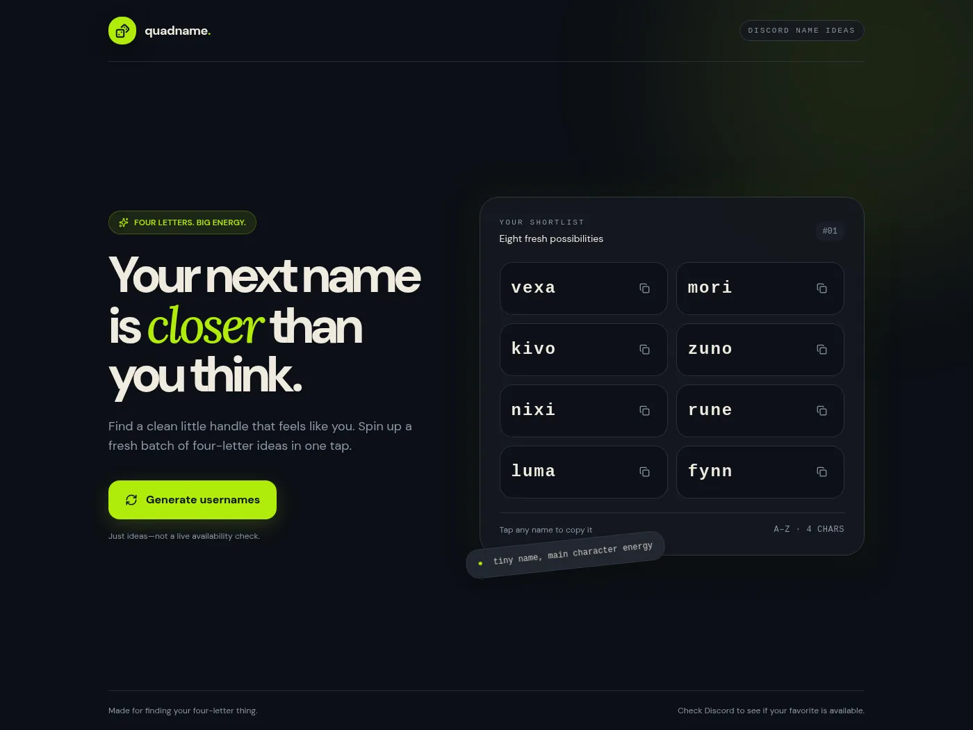QuadName Discord Generator