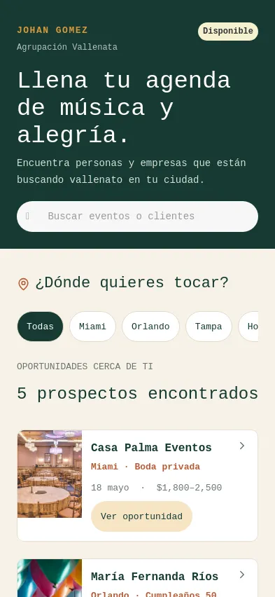 Johan Gomez Vallenata Bookings