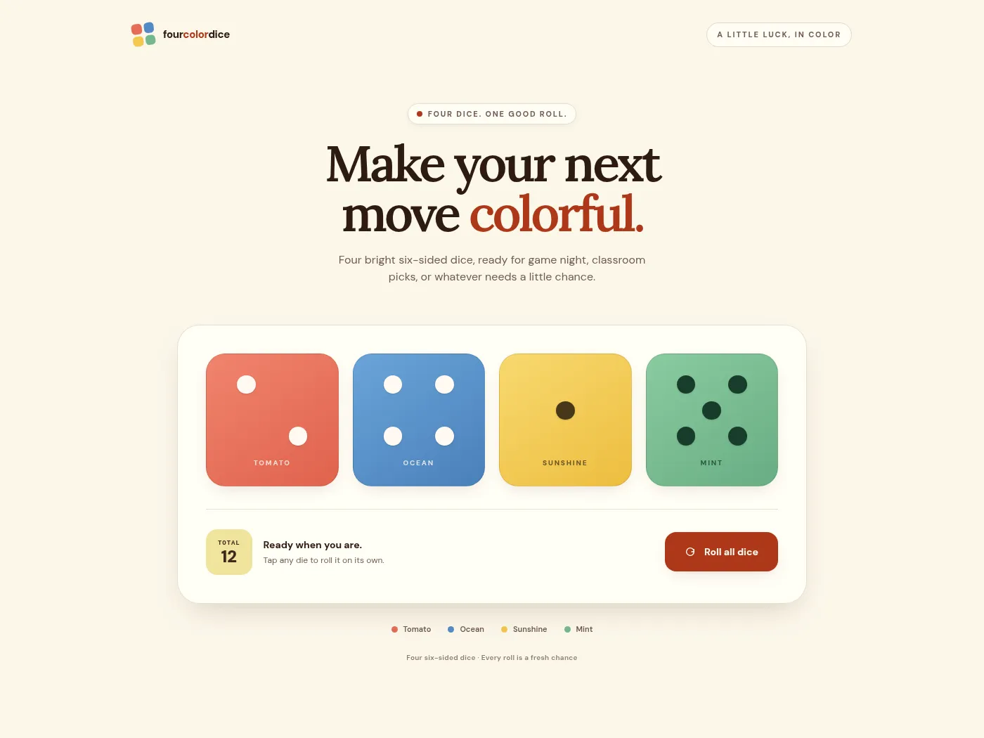 4 Color Dice Roller