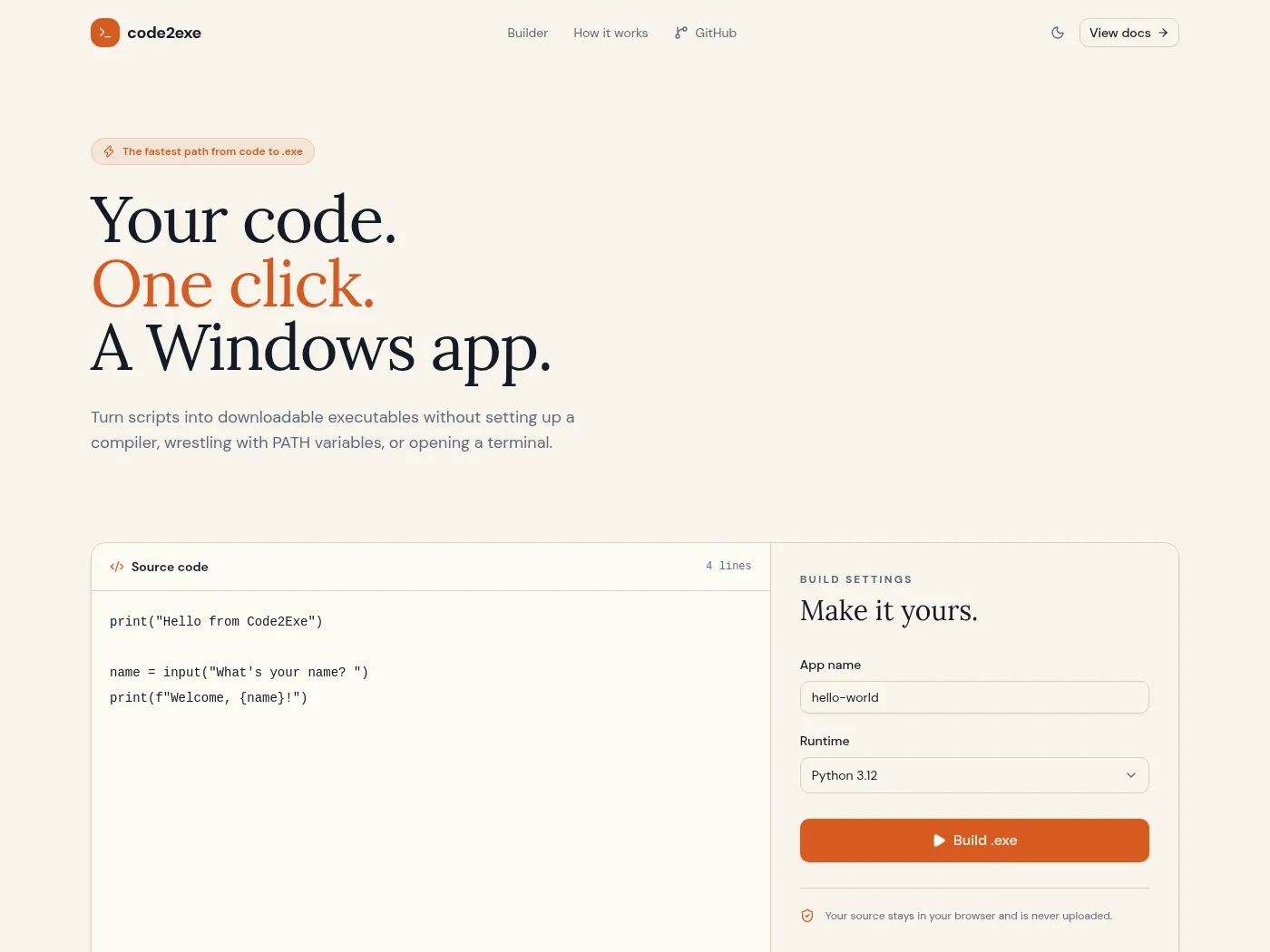 Code2Exe Instant Builder