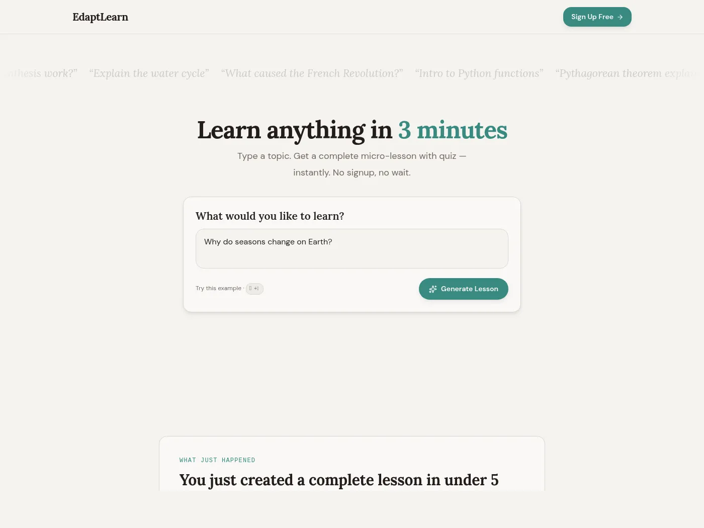 EdaptLearn Live Demo Page