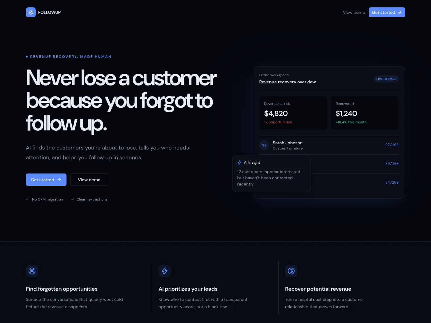 FOLLOWUP AI Recovery SaaS