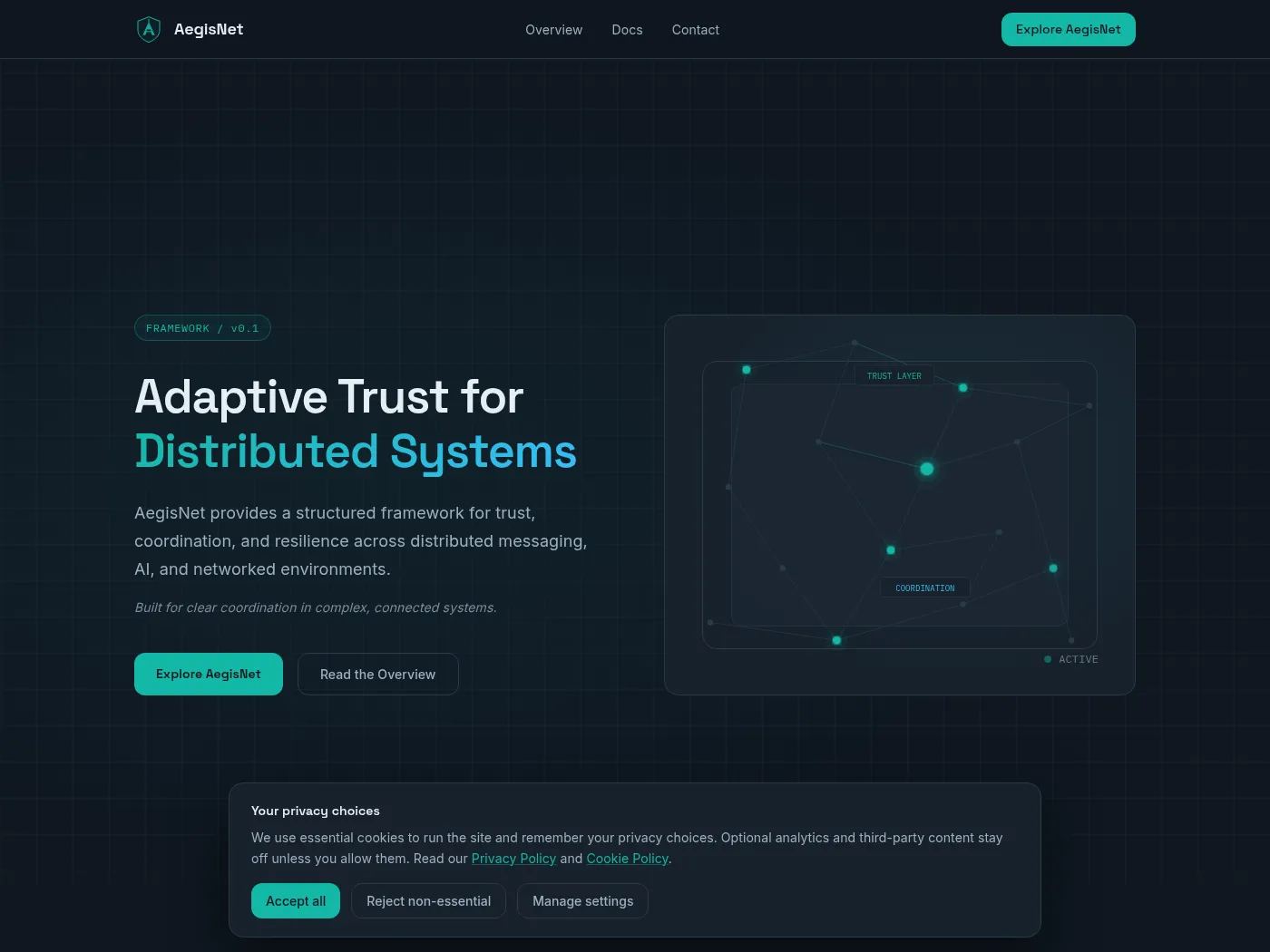 AegisNet Launch Page