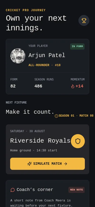 Cricket Pro Journey